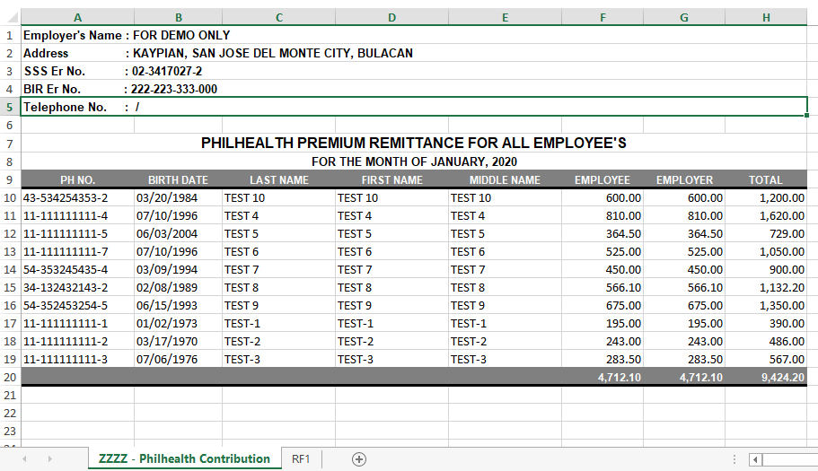 Payroll Remittances Monthly Philhealth Contribution